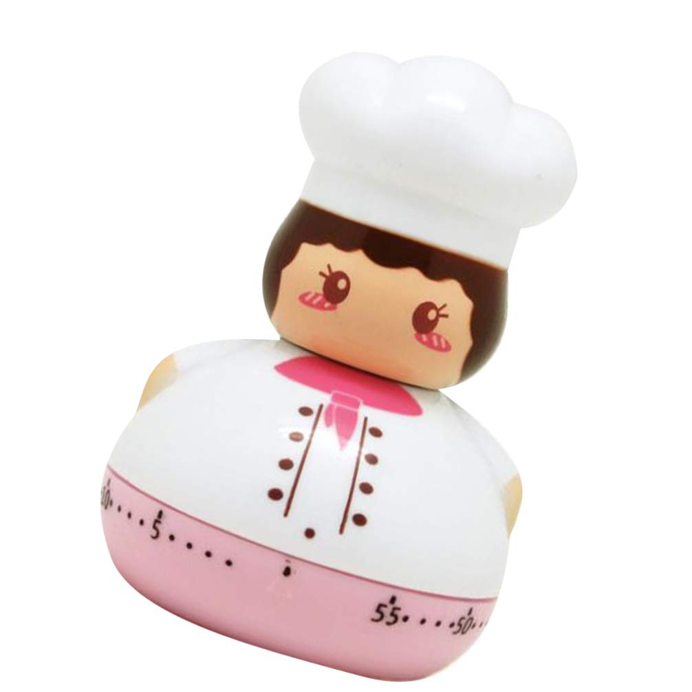 Hemoton Digital Cooking Timer Kitchen Adorable Cute Cartoon Chef Timer Reminder Time Alarm Manager Home Decor(Pink)