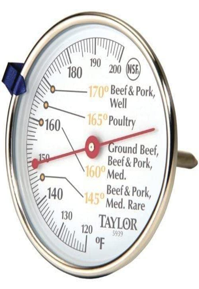 Taylor Meat Thermometer Meat 120 To 200 Deg F 2-3/4" Dia. Dial