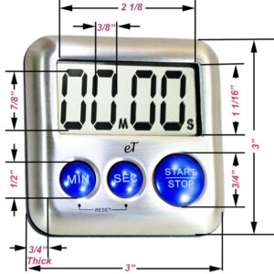 eTradewinds Elegant Digital Kitchen Timers 2 Pack Bundle Featuring Stainless Steel Models eT-23 and Model eT-24, Auto Shutoff Auto Memory