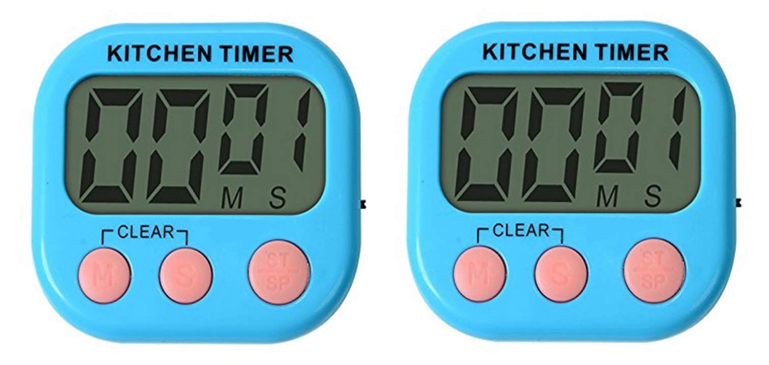 NiftyPlaza Digital Kitchen Timer Magnetic Cooking LCD Count Down and Up Time Loud Alarm for Food Household Use - T2 (2, Blue)