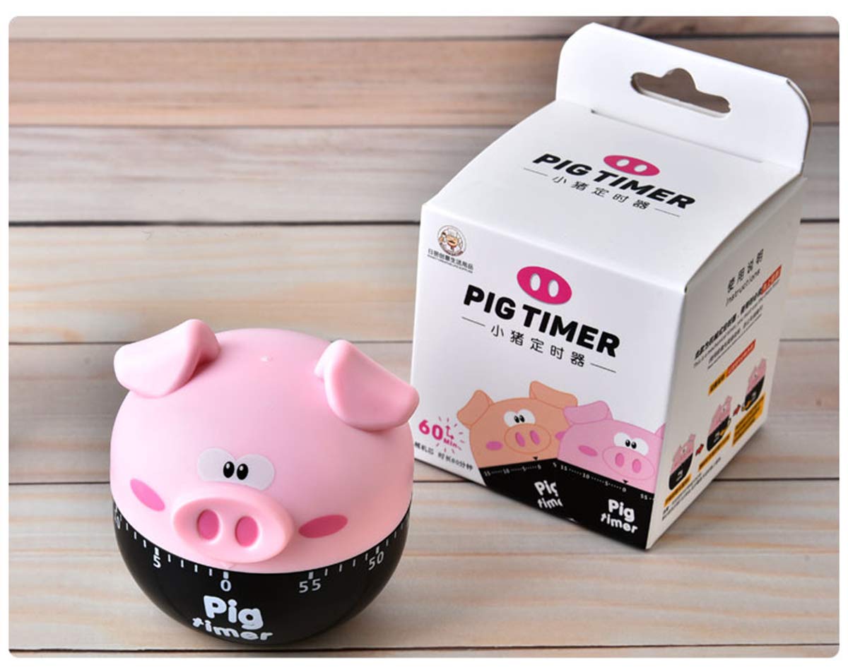 Kitchen Egg Timers,Cute Piggy 0~60 Minutes Mechanical Rotation Timer for Kids