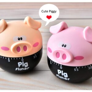 Kitchen Egg Timers,Cute Piggy 0~60 Minutes Mechanical Rotation Timer for Kids