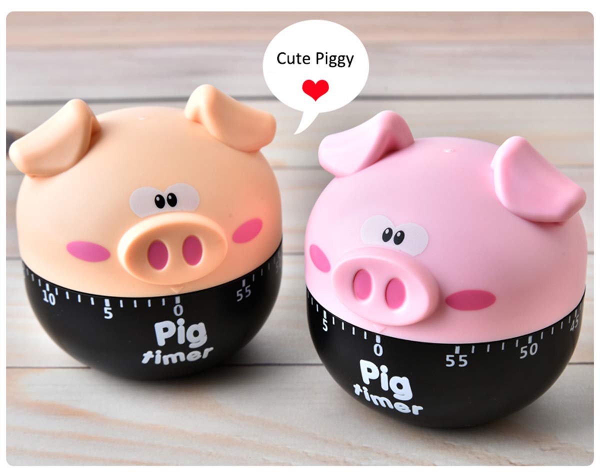 Kitchen Egg Timers,Cute Piggy 0~60 Minutes Mechanical Rotation Timer for Kids