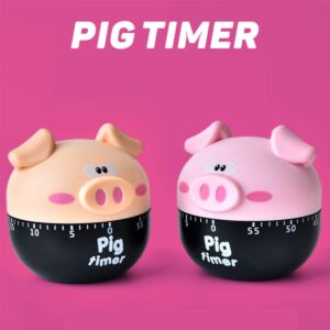 Kitchen Egg Timers,Cute Piggy 0~60 Minutes Mechanical Rotation Timer for Kids