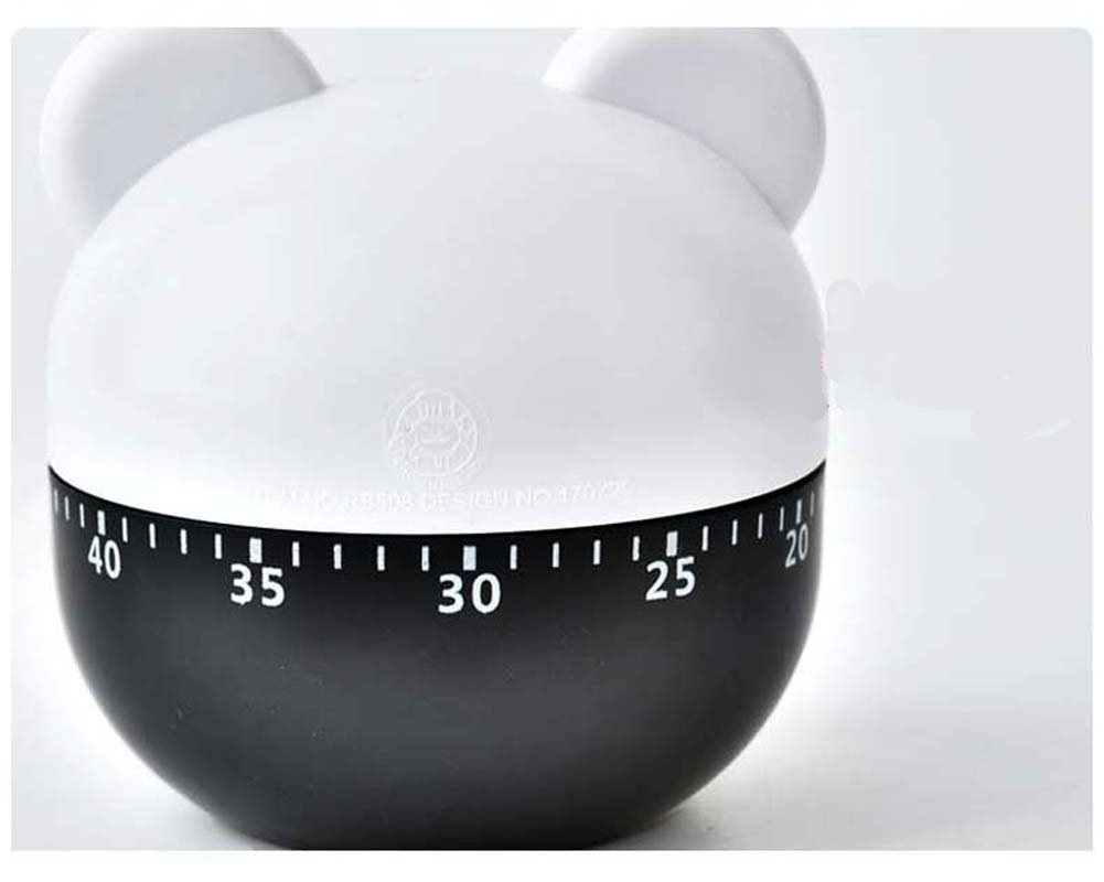 Mini Size Cartoon Panda Machinery Timer 60 Minutes Mechanical Kitchen Cooking Timers Clock Loud Alarm Counters Manual Timer Kitchen Utensil (Black)