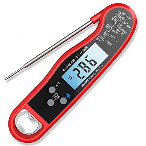 Digital Instant Read Meat Thermometer for Cooking, Fast & Precise Grill Food Thermometer with Backlight, Magnet, Calibration, and Foldable Probe for Deep Fry, BBQ, Grill, and Roast Turkey