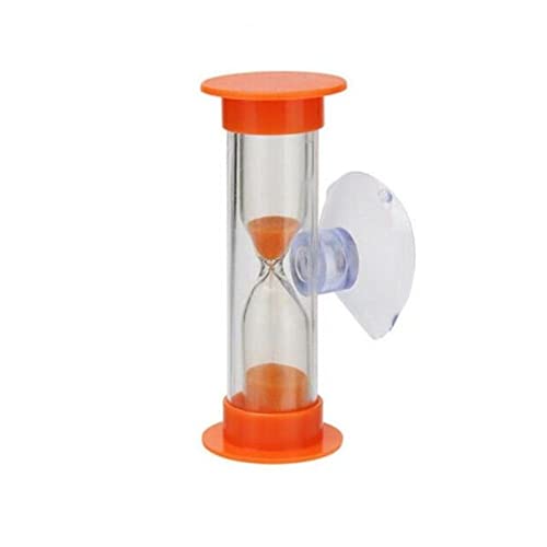 Hourglass Plastic Glass Desktop Ornament Shower Timer for Kids Rotatable with Suction Cup Mini Time Reminder Time Funnel(2 Minute,Orange)