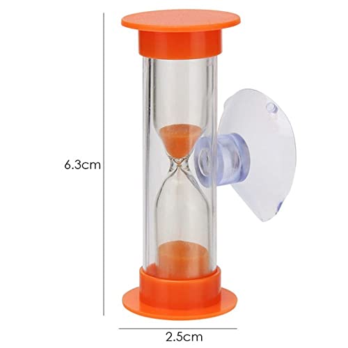 Hourglass Plastic Glass Desktop Ornament Shower Timer for Kids Rotatable with Suction Cup Mini Time Reminder Time Funnel(2 Minute,Orange)