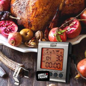 Grill Trade Instant Digital Meat Thermometer with Probe - Electric Meat Temperature Probe in Celsius for Grill, BBQ Smoker, Cooking, Oven - Waterproof & Heat Resistant with Backlight & Calibration