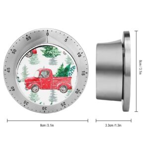 Kitchen Timer, Kitchen Timers for Cooking, Kitchen Timer Magnetic, Christmas Red Truck Pattern Waterproof Time Timer Stainless Steel Multiuse for Home Baking Cooking Oven