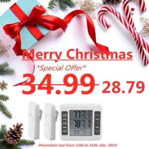 Freezer Thermometer with Alarm, digital Thermometer for Freezer with 2PCS Sensor Min/Max Display