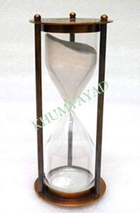 khumyayad 60 min brass sand timer brown antique finish, fully hand made vintage antique brass replica sand timer sand clock hour glass maritime nautical vint