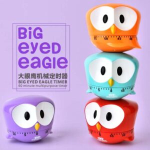 Cartoon Big Eyed Eagle Machinery Timer 60 Minutes Mechanical Kitchen Cooking Timers Clock Loud Alarm Counters Manual Timer Kitchen Utensil (Purple)