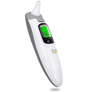 healthsmart talking infrared ear & forehead thermometer, no probe covers needed, fsa & hsa eligible, visual fever alarm, audio readings in english & spanish, instant scan