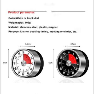 Home Timer Student Learning Office Countdown Timer Mechanical Stainless Steel Kitchen Timing Tool Reminder (White)