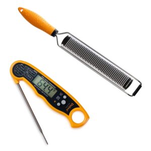 deiss pro zester & grater and digital meat thermometer - non-slip comfortable handles - amazing tools for making delicious dishes - 2 item bundle