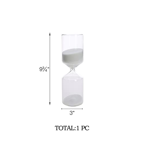 WONDROUS' DECO 60 Minutes Hourglass Sand Timer, Large 10 Inch Glass Sand Clock for Home, Kitchen, Office Desk Decoration, Valentine’s Day Gift, White-60min