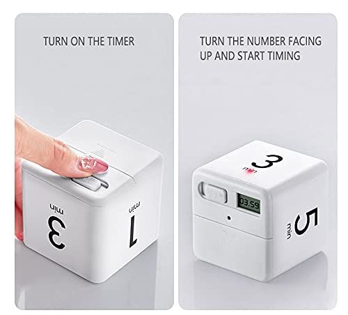 Cube Timer, Gravity Sensor Flip Timer Kitchen Timer Child Timer Exercise Timer 15 20 30 60 Minutes Workout Timer and Game Timer for Time Management