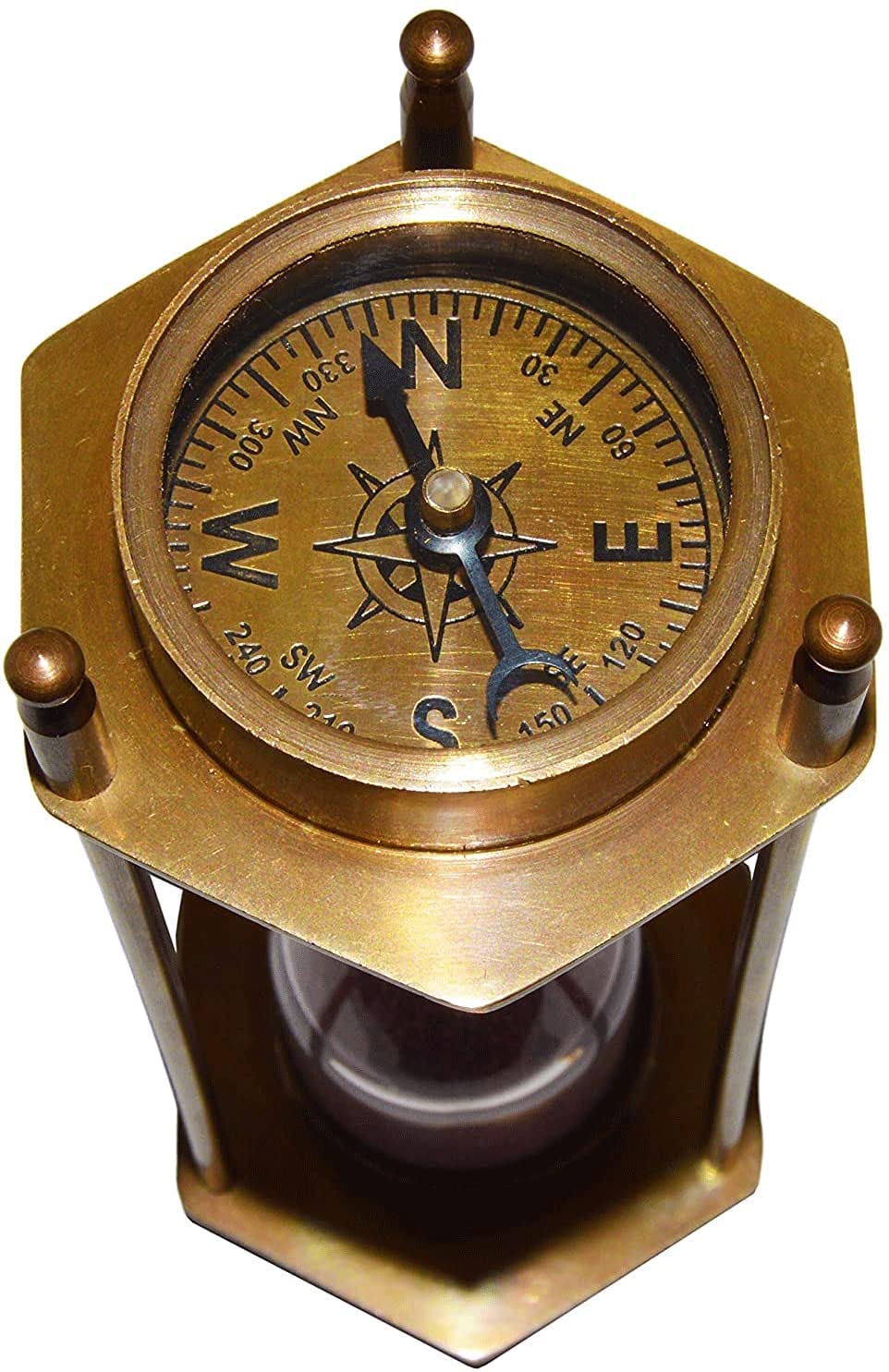 Antique Brass 5 inches Sand Timer, 5.75'' Brass Pirate Hourglass.