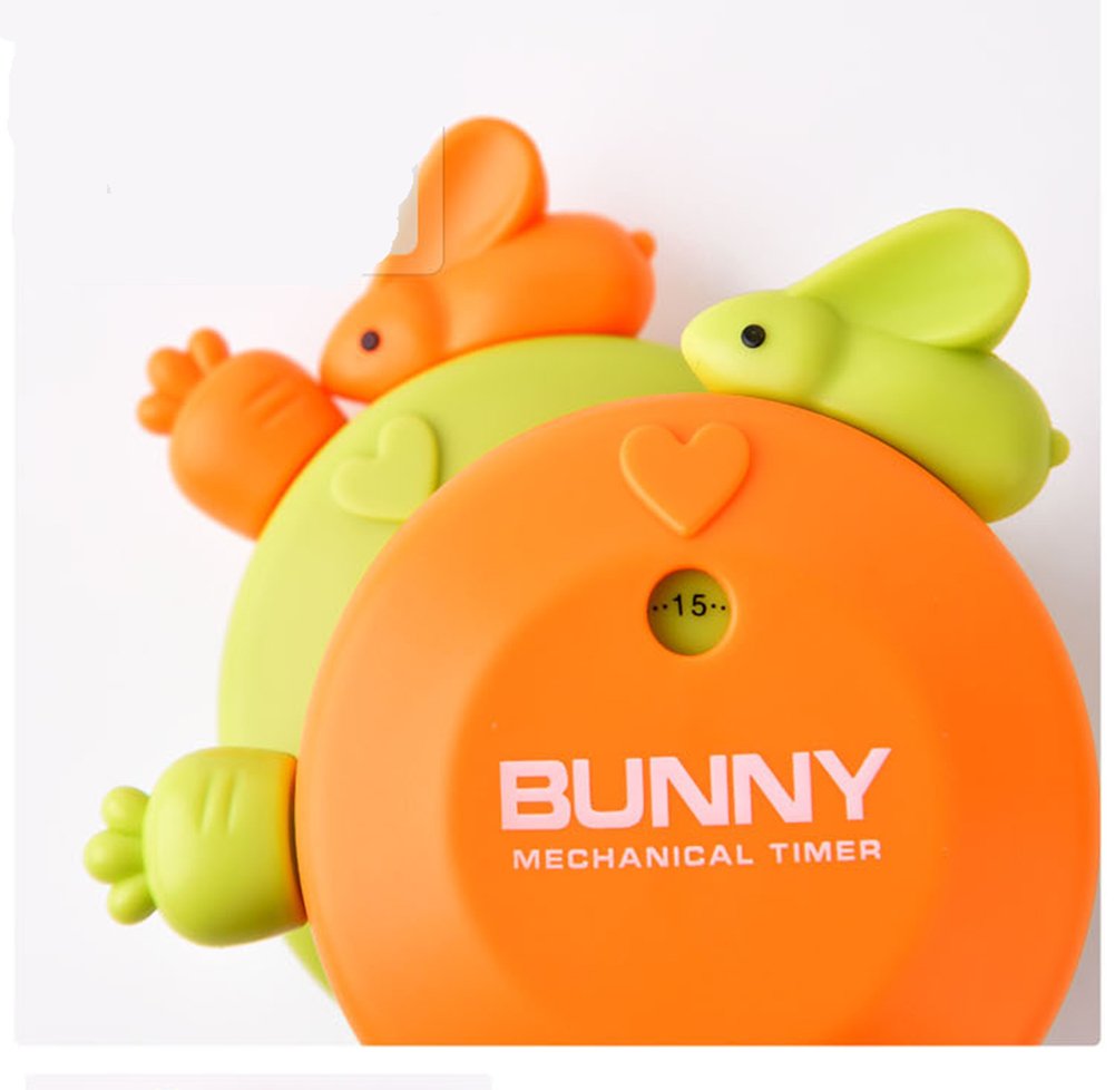 Golandstar Cute Cartoon Bunny Timers 60 Minutes Mechanical Kitchen Cooking Timer Clock Loud Alarm Counters Mini Size Manual Timer (Rose)