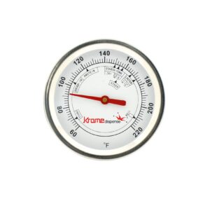 krome stainless steel instant read beverage and frothing 2.5" dial thermometer, 12" stem - c6912