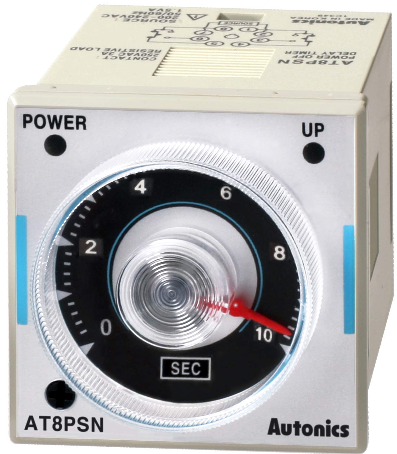 AT8PSN-2, Timer, Analog, True Power Off-Delay, Multi-Range-Seconds, DPDT, 8-Pin, 24 VAC/DC (Socket req'd)