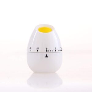 SagaSave Mini Kitchen Timer Egg Shape Mechanical Rotating Cooking Timer 60 Minutes for Cooking Learning White