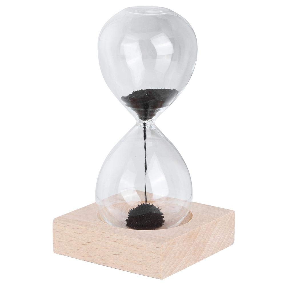 Worii Sand Clock Decor, Household Desktop Magnetic Glass Sand Clock Hourglass Timer with Base Decoration Ornament