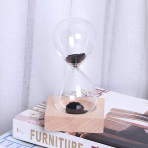 Worii Sand Clock Decor, Household Desktop Magnetic Glass Sand Clock Hourglass Timer with Base Decoration Ornament