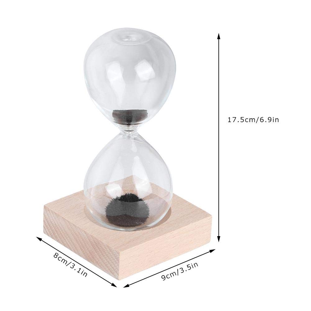 Worii Sand Clock Decor, Household Desktop Magnetic Glass Sand Clock Hourglass Timer with Base Decoration Ornament