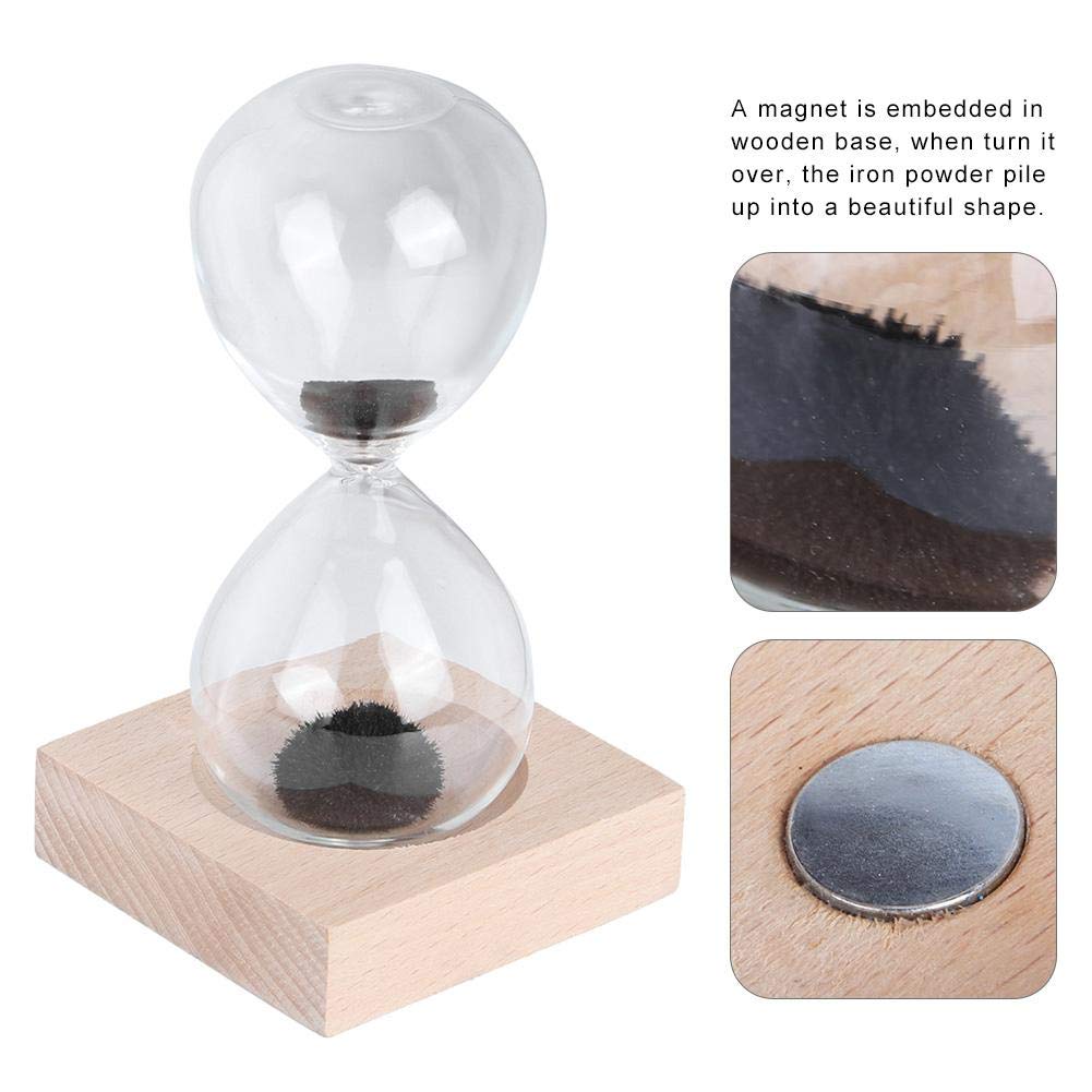 Worii Sand Clock Decor, Household Desktop Magnetic Glass Sand Clock Hourglass Timer with Base Decoration Ornament