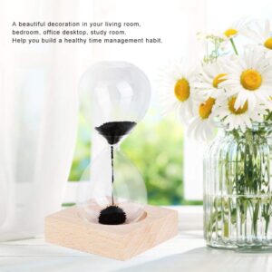 Worii Sand Clock Decor, Household Desktop Magnetic Glass Sand Clock Hourglass Timer with Base Decoration Ornament