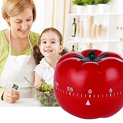 Tomato Mechanical Kitchen Timer, Cute Timers 60 Minutes Kitchen Timers Cooking Timer Clock Loud Alarm Counters Manual Timer Mother Wife Kitchen Gift 5.5x7.2cm (Red)