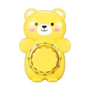 cute kitchen timer, mechanical cooking timer cartoon bear shape kitchen manual alarm counters, cook timer, kitchen timer(yellow)