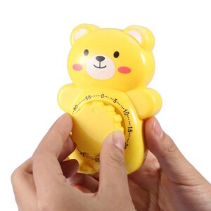 Cute Kitchen Timer, Mechanical Cooking Timer Cartoon Bear Shape Kitchen Manual Alarm Counters, Cook Timer, Kitchen Timer(Yellow)