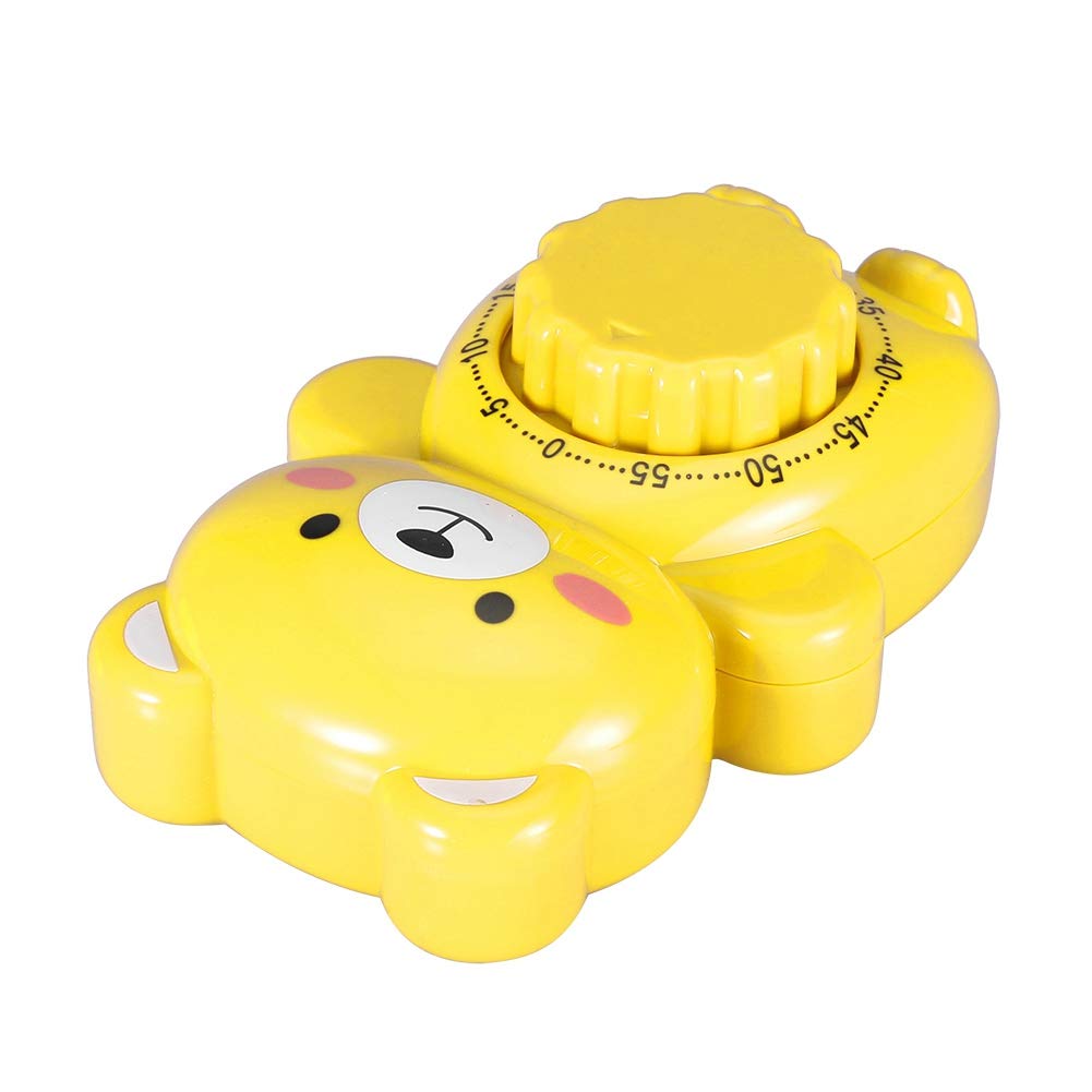 Cute Kitchen Timer, Mechanical Cooking Timer Cartoon Bear Shape Kitchen Manual Alarm Counters, Cook Timer, Kitchen Timer(Yellow)