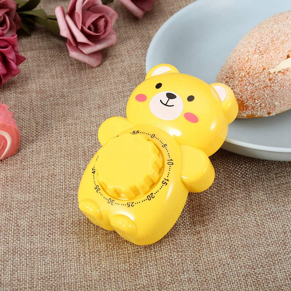 Cute Kitchen Timer, Mechanical Cooking Timer Cartoon Bear Shape Kitchen Manual Alarm Counters, Cook Timer, Kitchen Timer(Yellow)