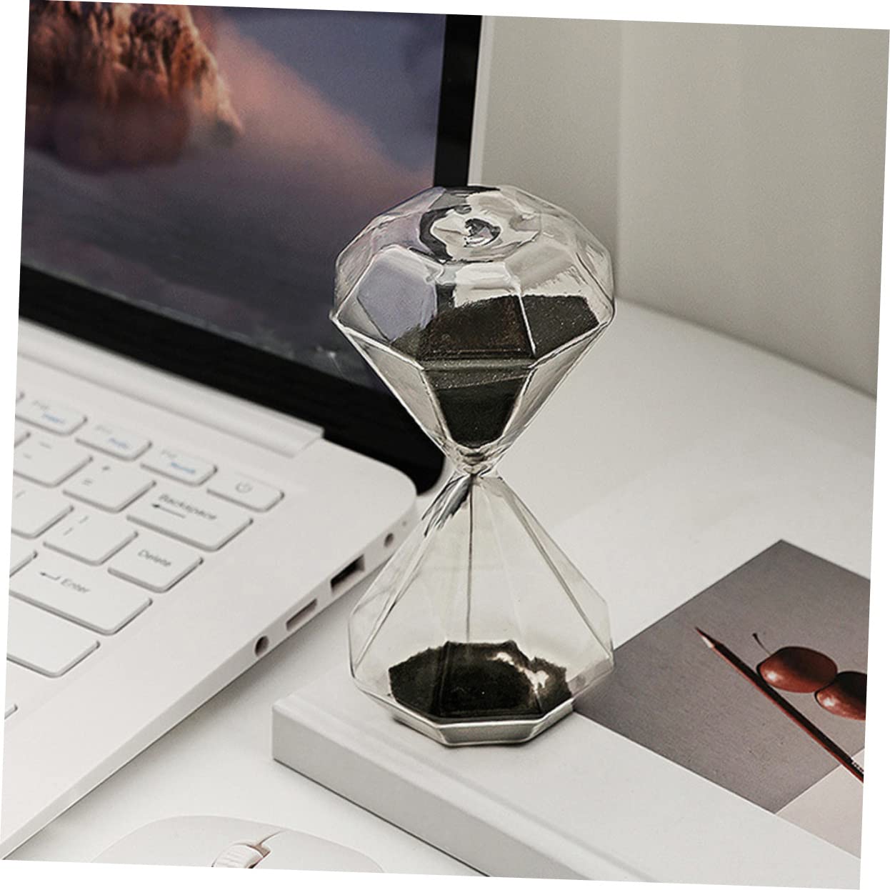 STOBOK Hourglass Desktop Clock Glass Multifunction Timer Gift Triangle Chic to Rotate Accessories Liquid Sand Clock Child High Borosilicate Glass Decorative Sand Decorate Sports