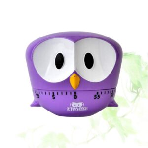 Hemoton 60-Minute Kitchen Timer Owl Shape Mechanical Kitchen Timer Manual Timer Kids Cooking Timer Reminder (Random Color)