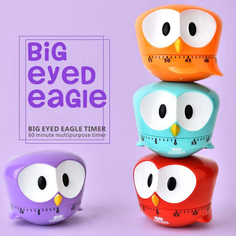 Hemoton 60-Minute Kitchen Timer Owl Shape Mechanical Kitchen Timer Manual Timer Kids Cooking Timer Reminder (Random Color)