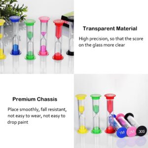 AKOAK 6 Pcs Color Hourglass Timer, 30S, 1M, 2M, 3M, 5M, 10M Hourglass Timer, Kids Play Classroom Kitchen Home Office Decorative Hourglass