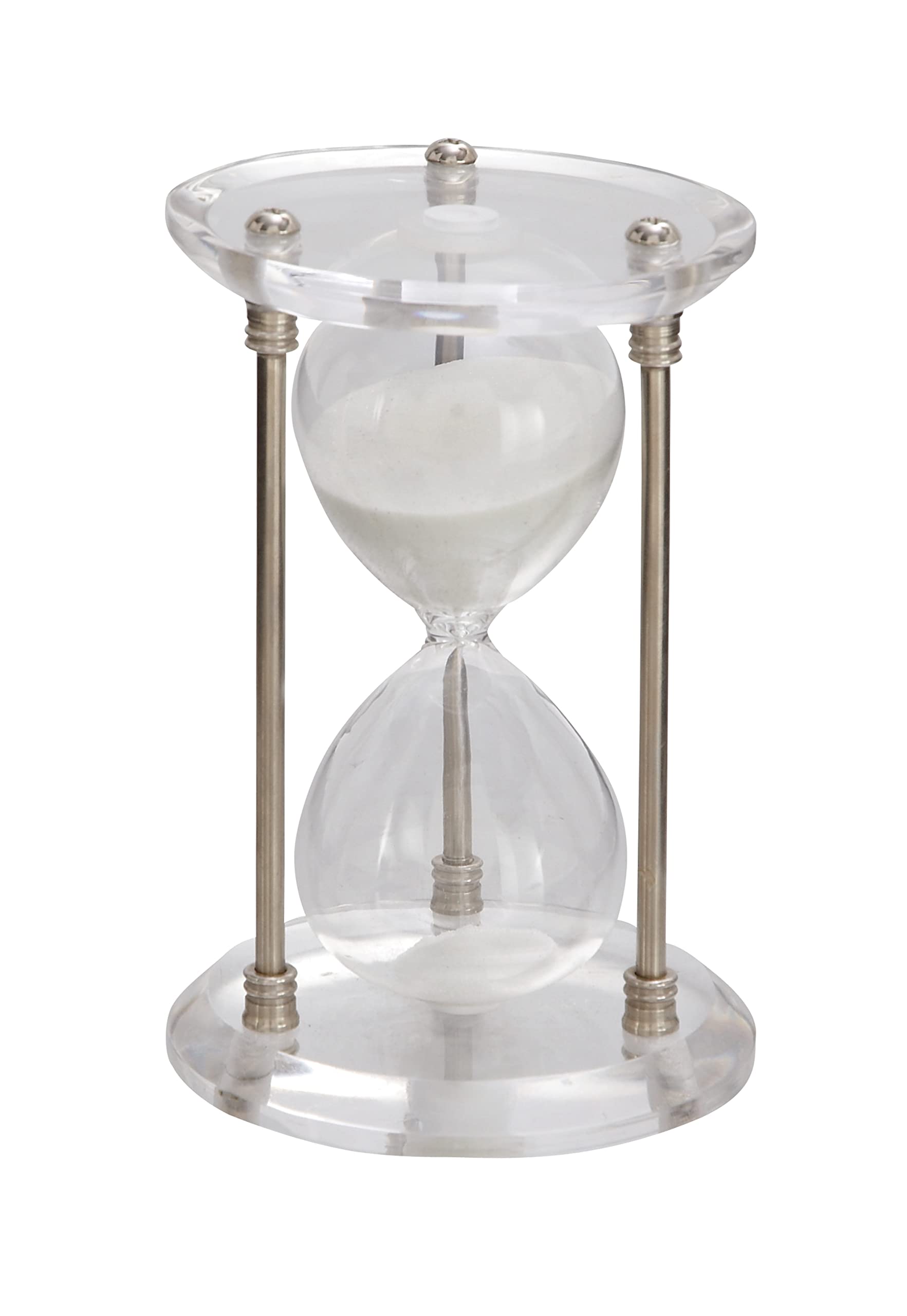 Deco 79 The Novogratz Metal Hourglass Sand Timer with Acrylic Base, 4" x 4" x 6", Silver