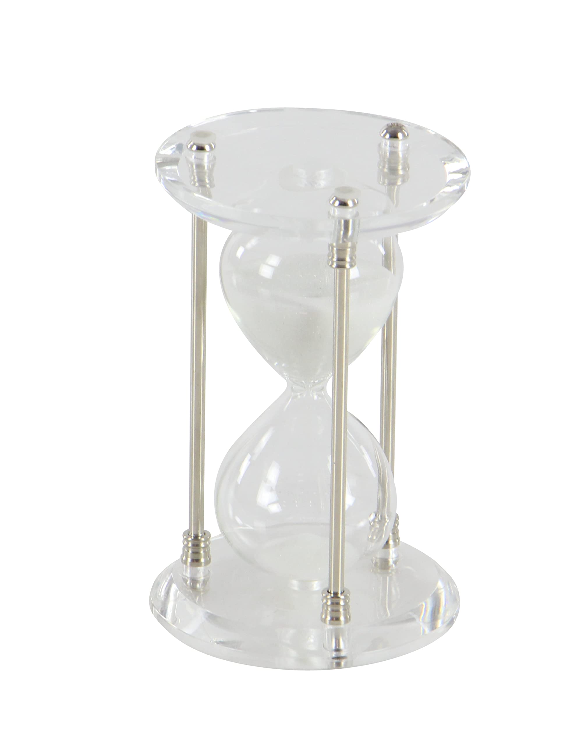 Deco 79 The Novogratz Metal Hourglass Sand Timer with Acrylic Base, 4" x 4" x 6", Silver