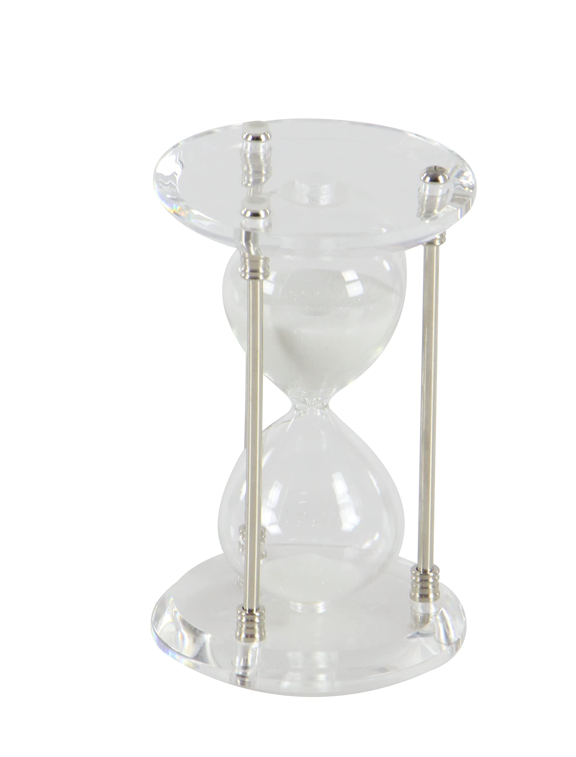 Deco 79 The Novogratz Metal Hourglass Sand Timer with Acrylic Base, 4" x 4" x 6", Silver