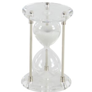 Deco 79 The Novogratz Metal Hourglass Sand Timer with Acrylic Base, 4" x 4" x 6", Silver