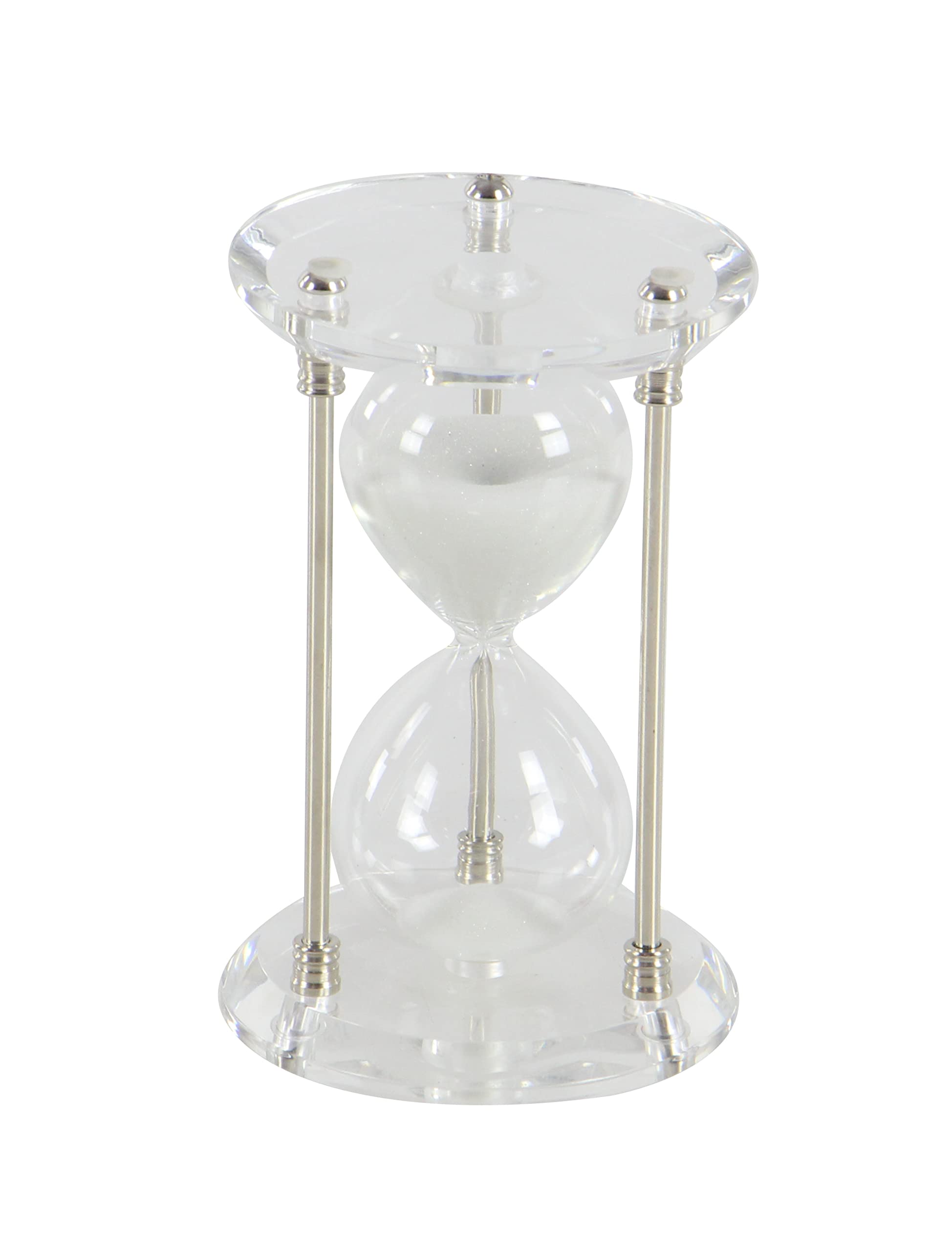 Deco 79 The Novogratz Metal Hourglass Sand Timer with Acrylic Base, 4" x 4" x 6", Silver