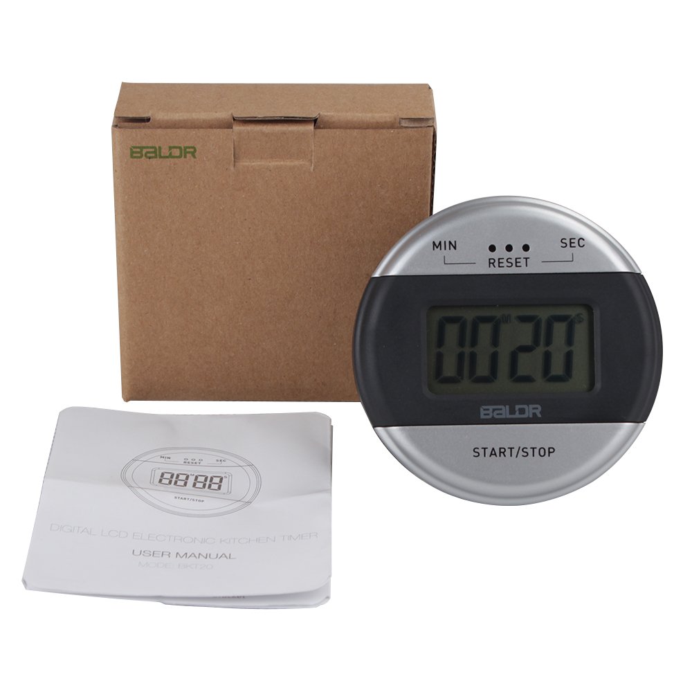 BALDR Digital Timer, Kitchen Timer with Magnetic Back, Easy Setting by Seconds, Count Down Timer for Exercise