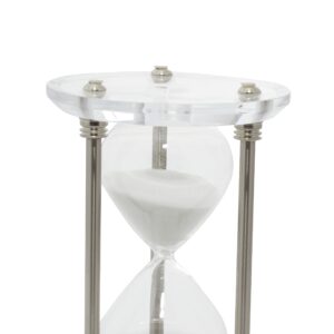 Deco 79 The Novogratz Metal Hourglass Sand Timer with Acrylic Base, 4" x 4" x 6", Silver