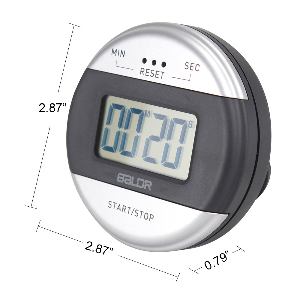 BALDR Digital Timer, Kitchen Timer with Magnetic Back, Easy Setting by Seconds, Count Down Timer for Exercise