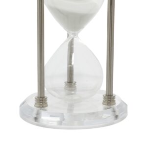 Deco 79 The Novogratz Metal Hourglass Sand Timer with Acrylic Base, 4" x 4" x 6", Silver